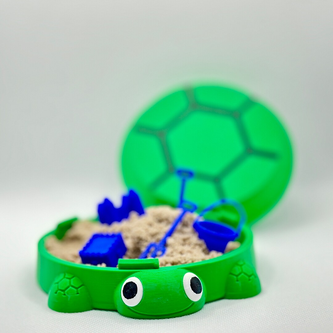 3D Printed Portable Kinetic Sand Turtle or Crab Sandbox, Nostalgic ...