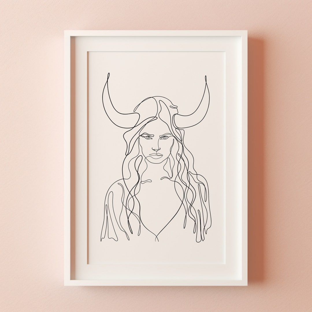 Taurus Zodiac Art, One Line Art, Line Art Woman, Continuous Line ...