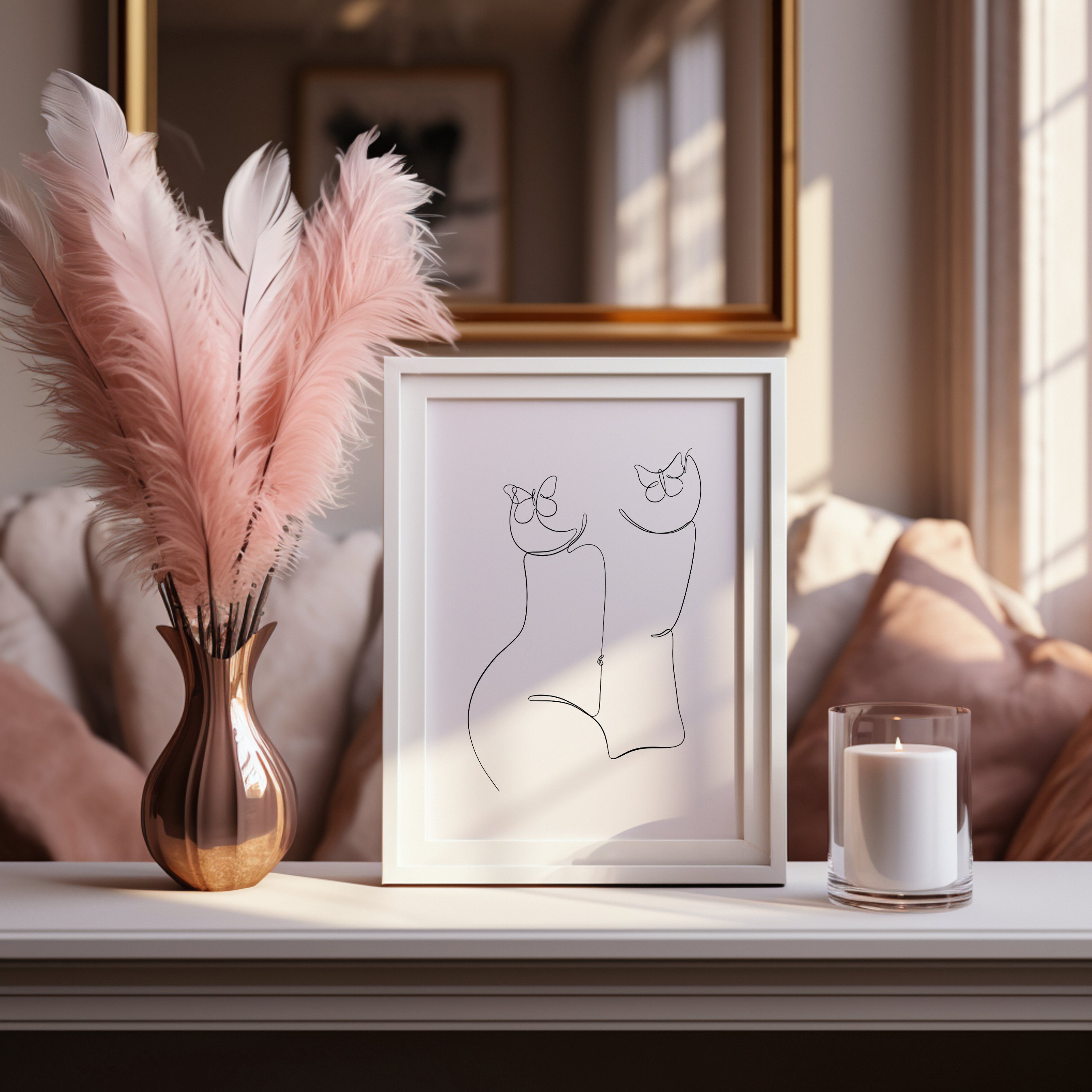 Butterfly One Line Art, Abstract Woman Drawing, Single Line, Printable ...