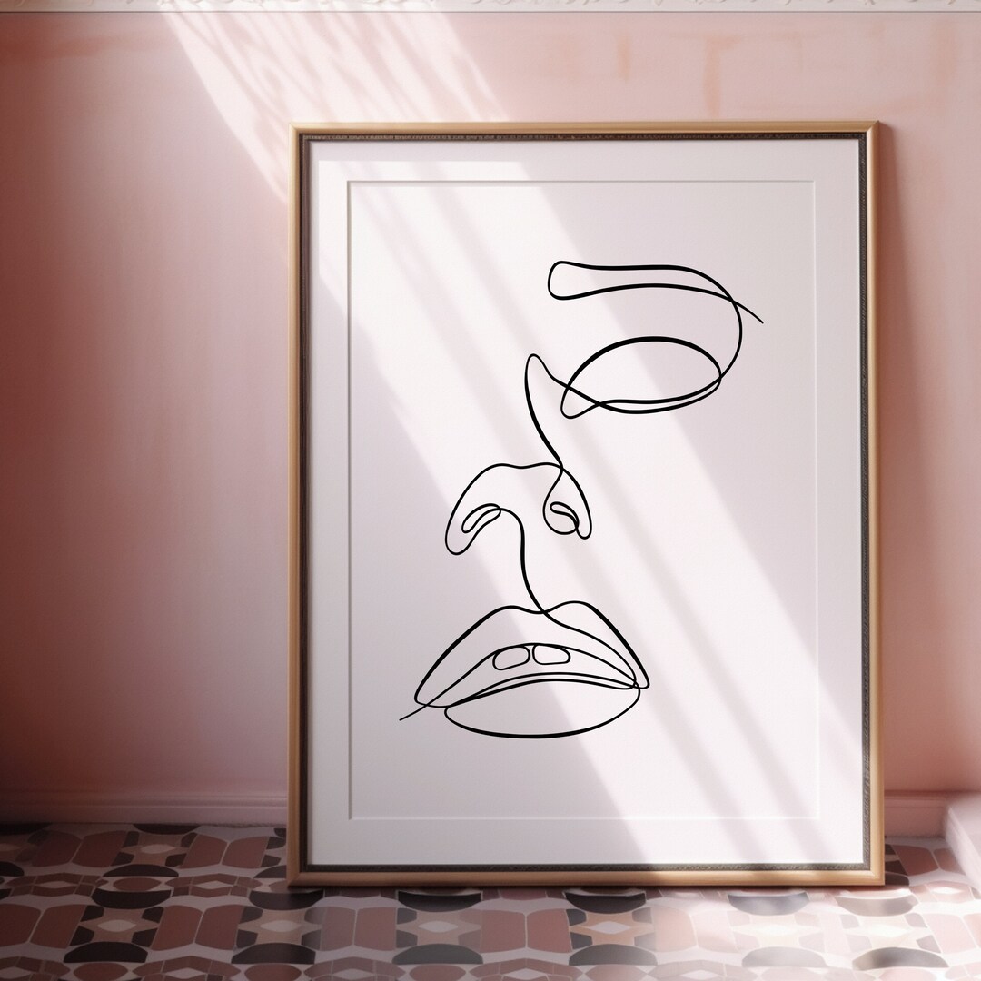 One Line Face Art One Line Print Woman Female Face Print Single