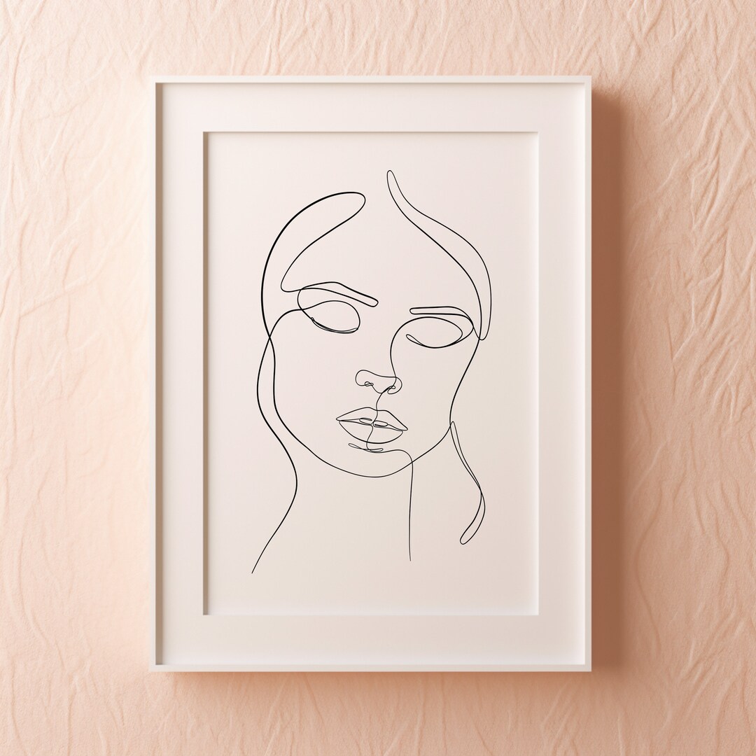 One Line Art, Minimalist Wall Decor, Female Face, Continuous, Abstract ...