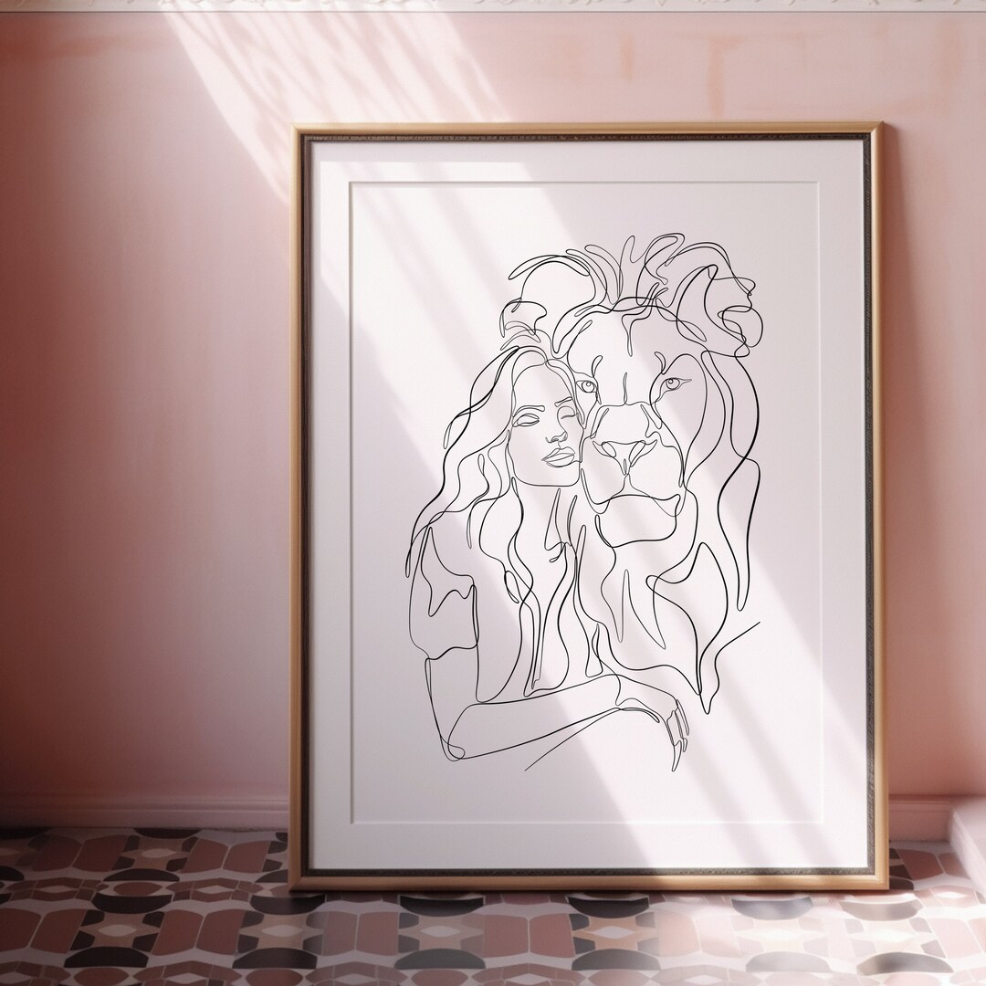 Leo Zodiac One Line Drawing, Digital Art Poster Print, Female Fashion ...