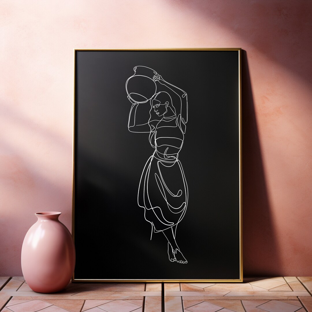 Aquarius Zodiac One Line Drawing, Digital Art Poster Print, Female ...