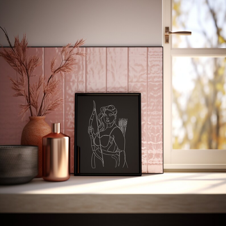 Sagittarius, Zodiac Art, One Line Print, Woman, Body Positivity, Single ...