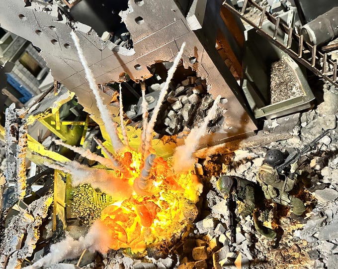 Dynamic Action Figure Diorama Explosion Display With LED Rocket ...