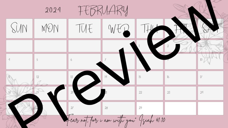 Feb 2024 Calendar Printable - Etsy