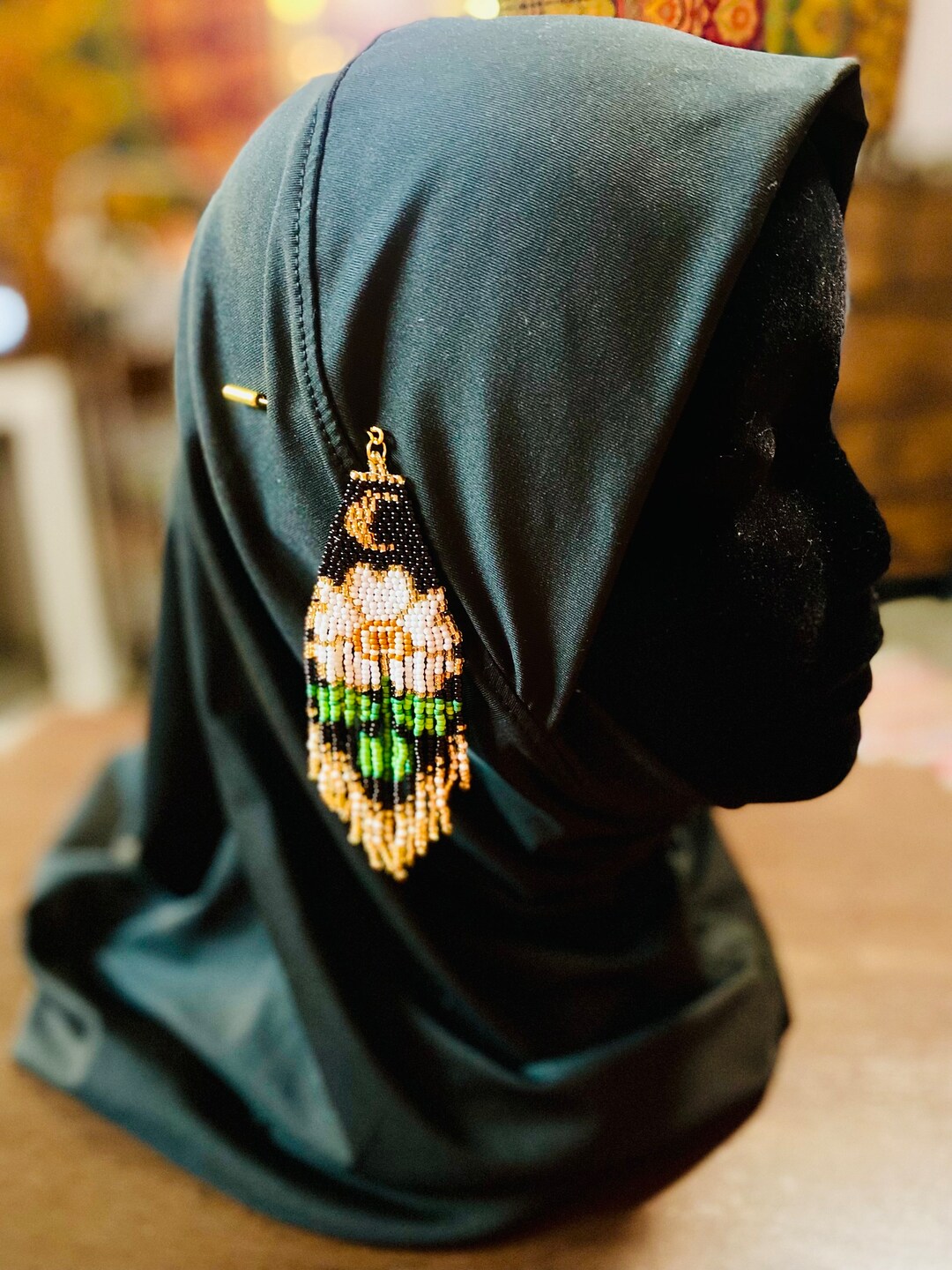 Beaded Blue Butterfly Hijab Pin | Handmade Danging Tassel Lapel Pin ...