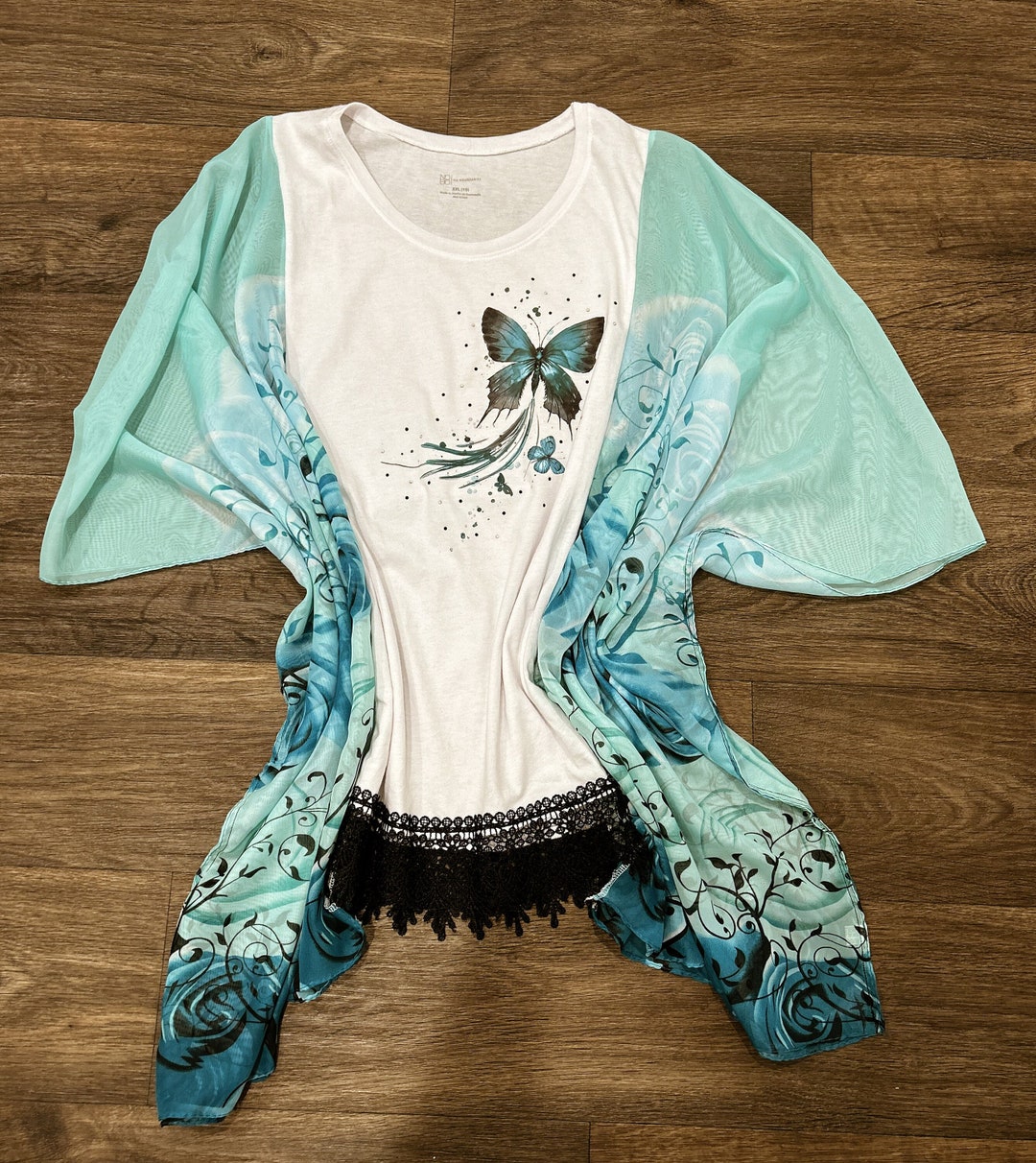 Whimsical Butterfly Hippie Top | Handmade Reworked Graphic Tshirt ...