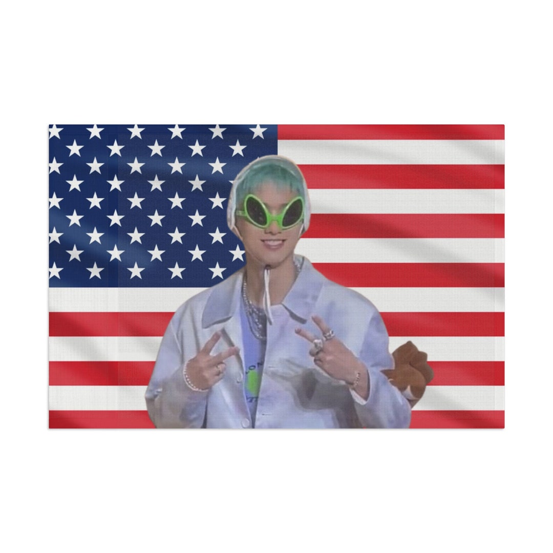 P1harmony Jiung Alien Meme American Flag, Wall Tapestry Tour 2024 - Etsy