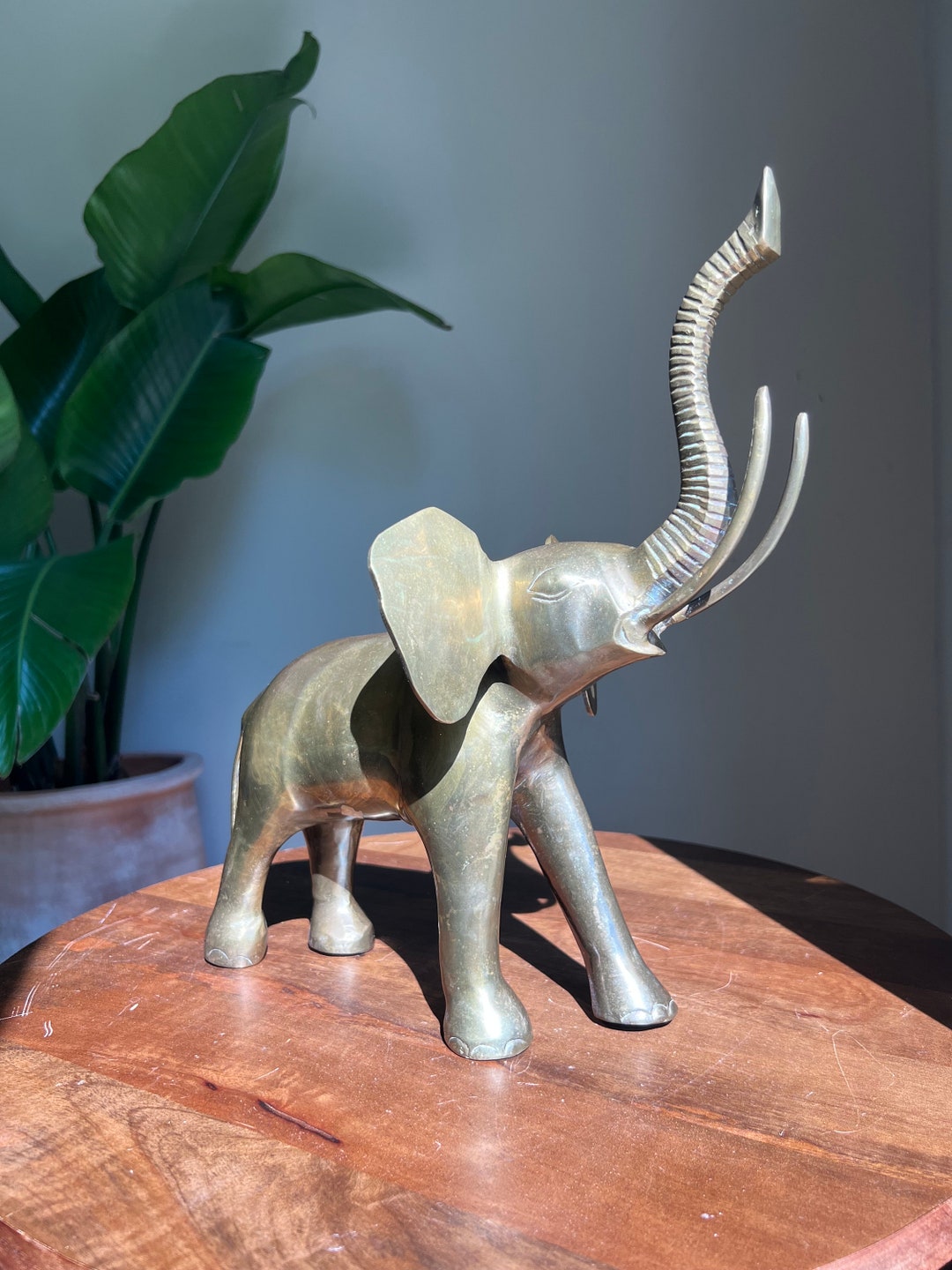 Vintage Solid Brass Large Elephant Figurine - Etsy