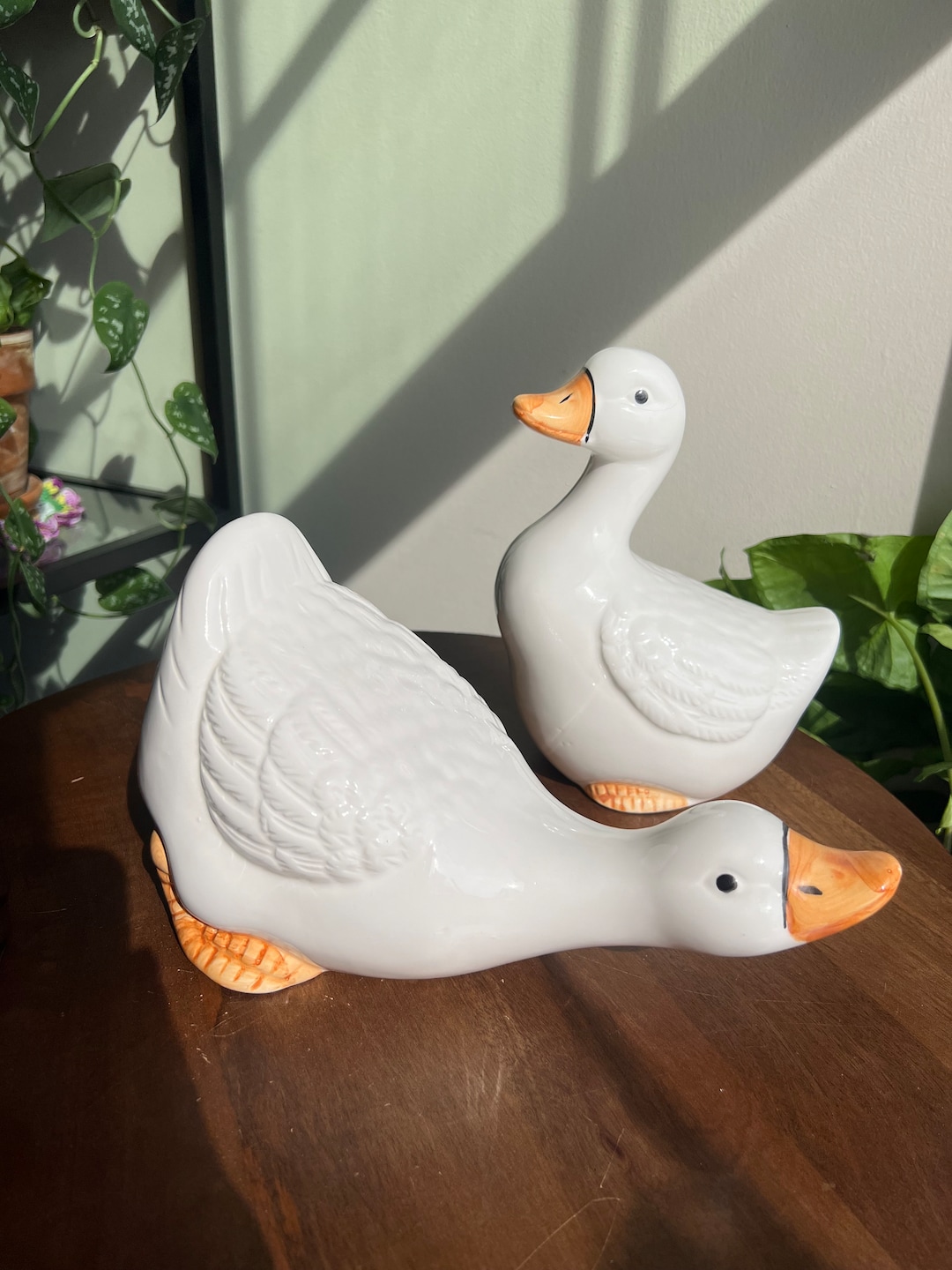Vintage Pair of Hand Painted Ceramic Duck Figurines - Etsy