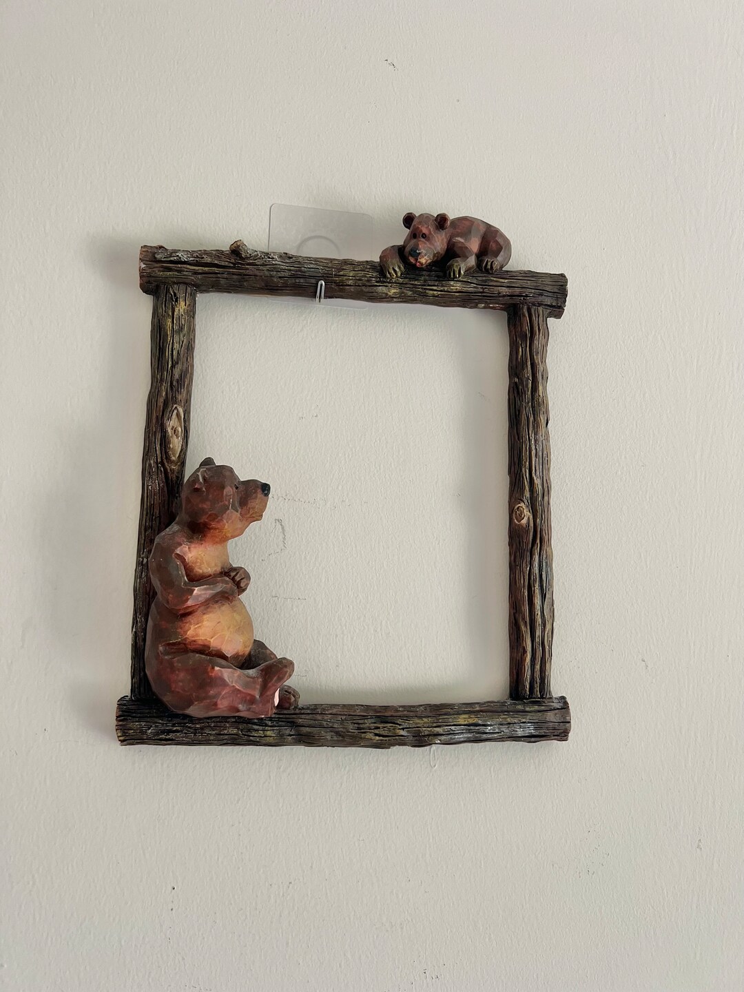 Vintage Rustic Carved Bear Picture Frame, Faux Wood Frame - Etsy