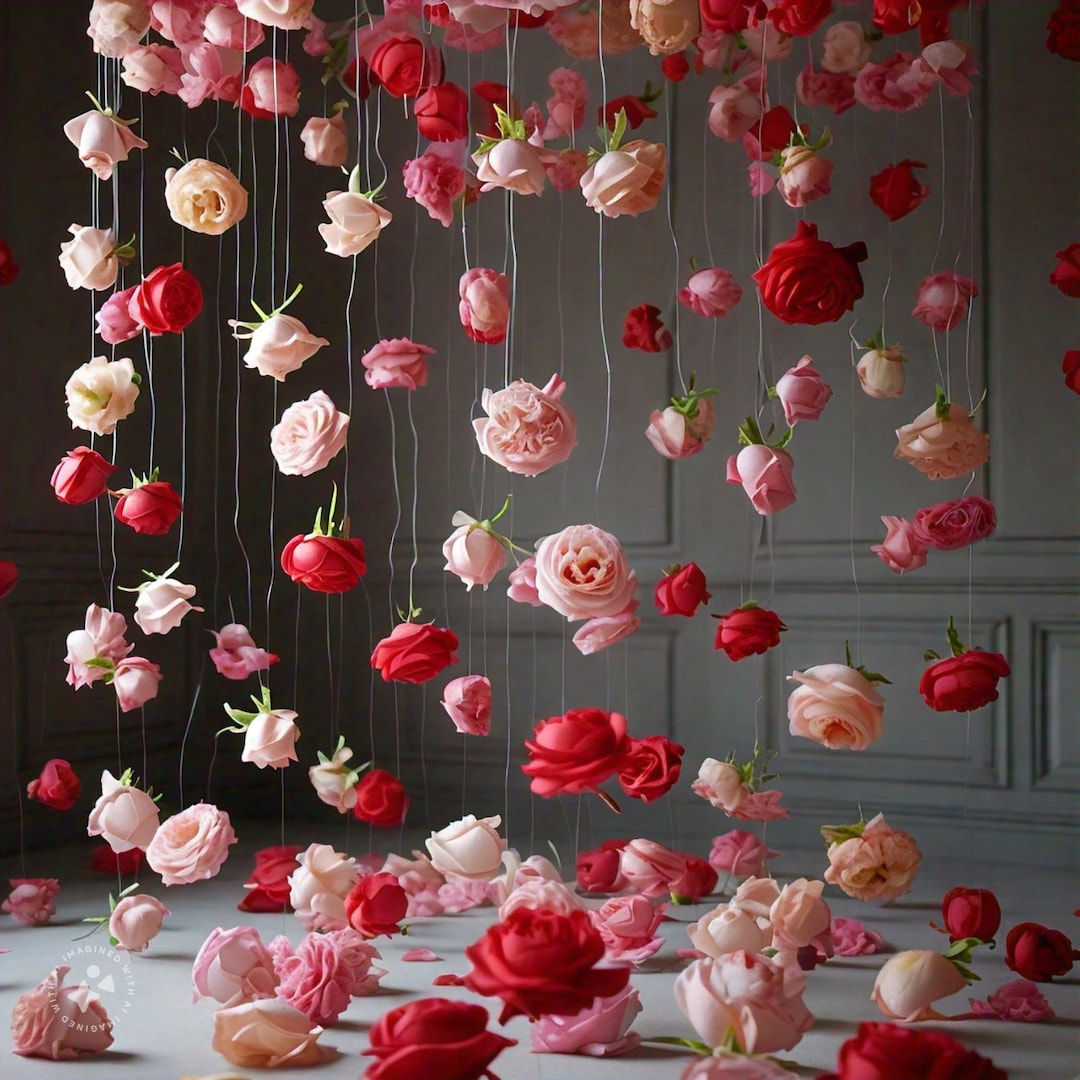 Ready-to-hang Silk Rose Strands: Floating Floral Garland Wedding Decor ...