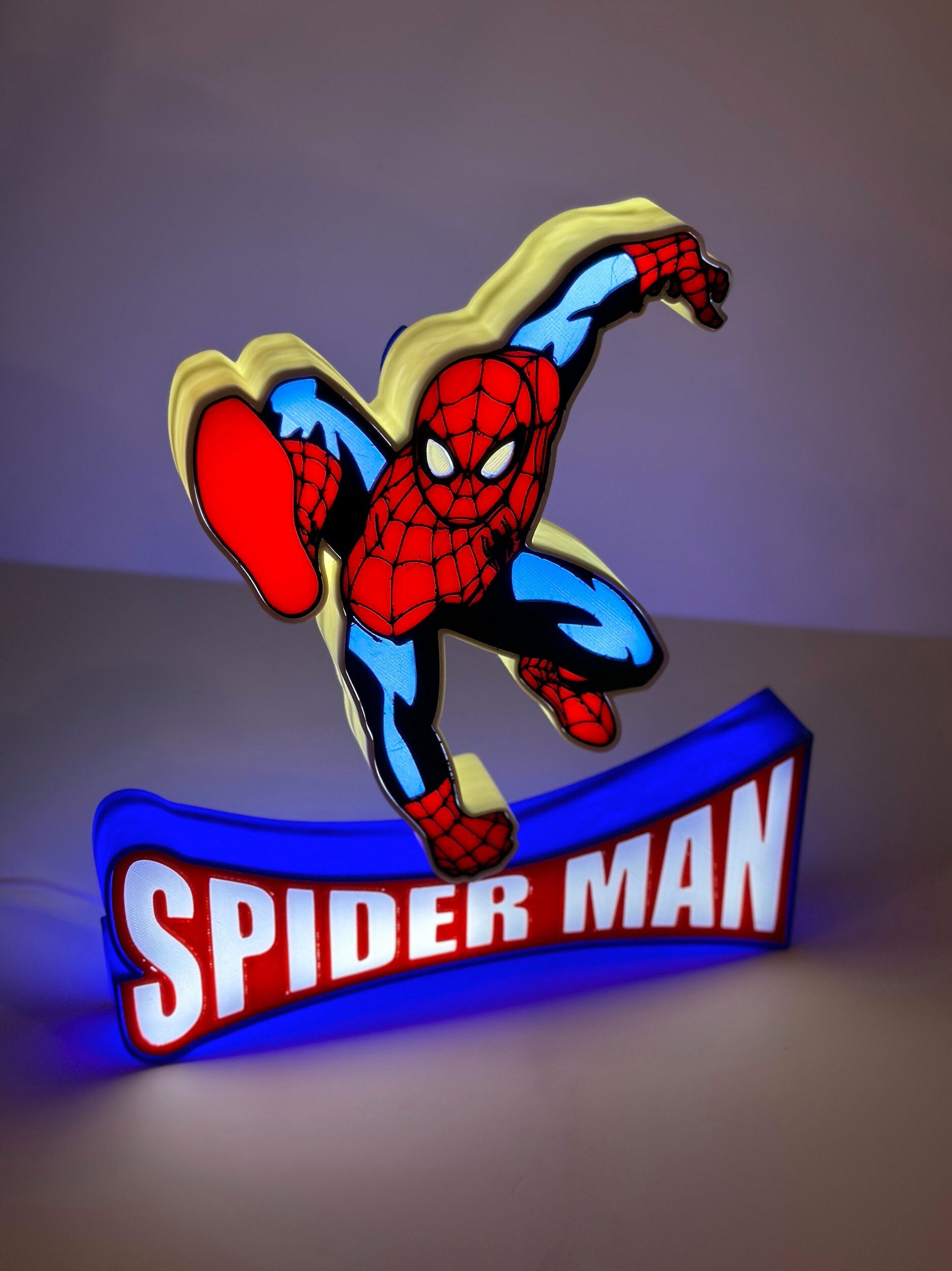 Spider-man Fan Art Lamp Box Light With Touch Dimming Switch - Etsy
