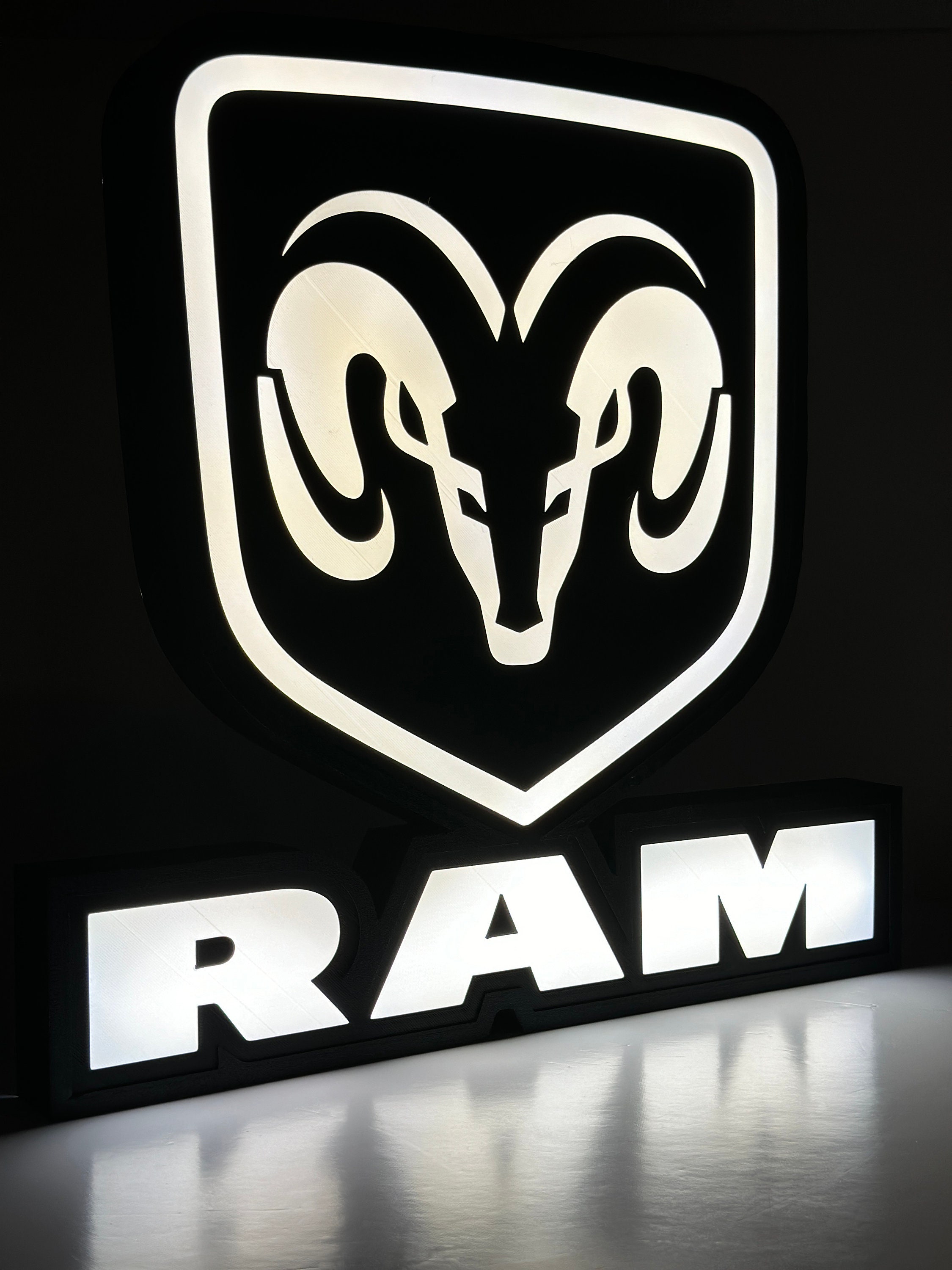 Dodge Ram Trucks Logo Lamp Box, Light Box, Night Light. Black and White ...
