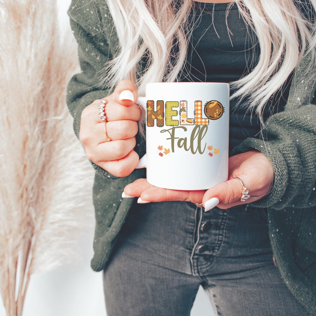 Hello Fall Mug, Ceramic Mug, Fall Coffee Mug, Tis the Season, Fall ...