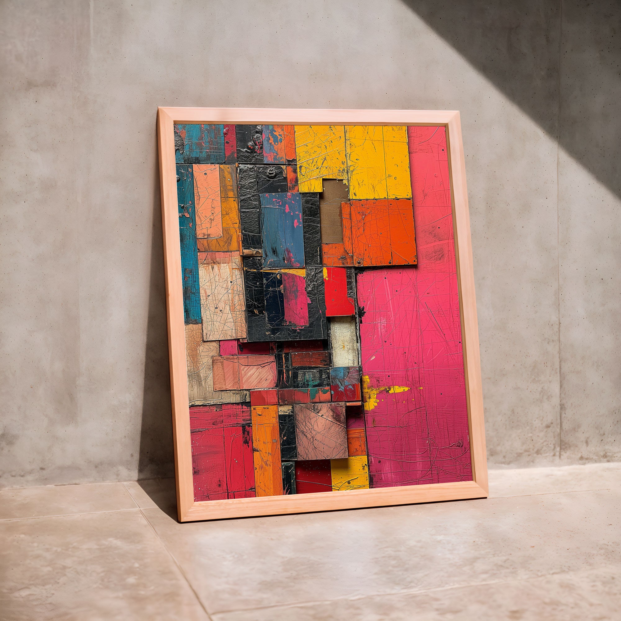 Abstract Mosaic of Emotions Vibrant Wood Block Collage - Etsy