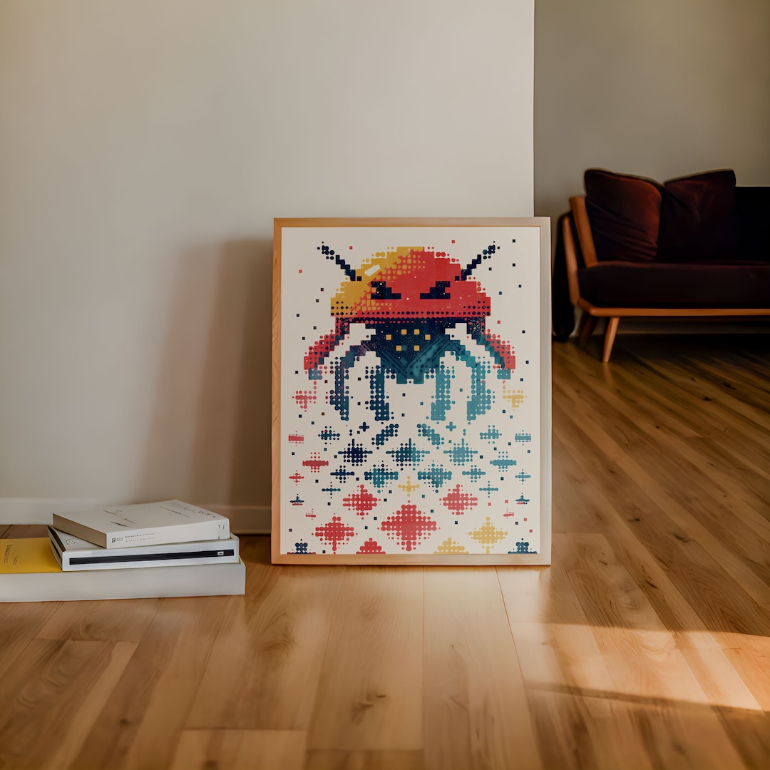 Pixel Invader Retro Gaming Digital Download, 8-bit Alien Art Print ...