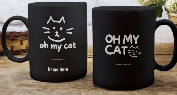 Happy Adopted Cat My Cat Custom Cat Mug Personalized Cat Coffee Mug ...