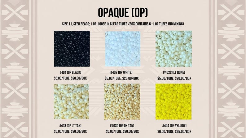 Seed Beads OPAQUE (OP) Tubes - Etsy