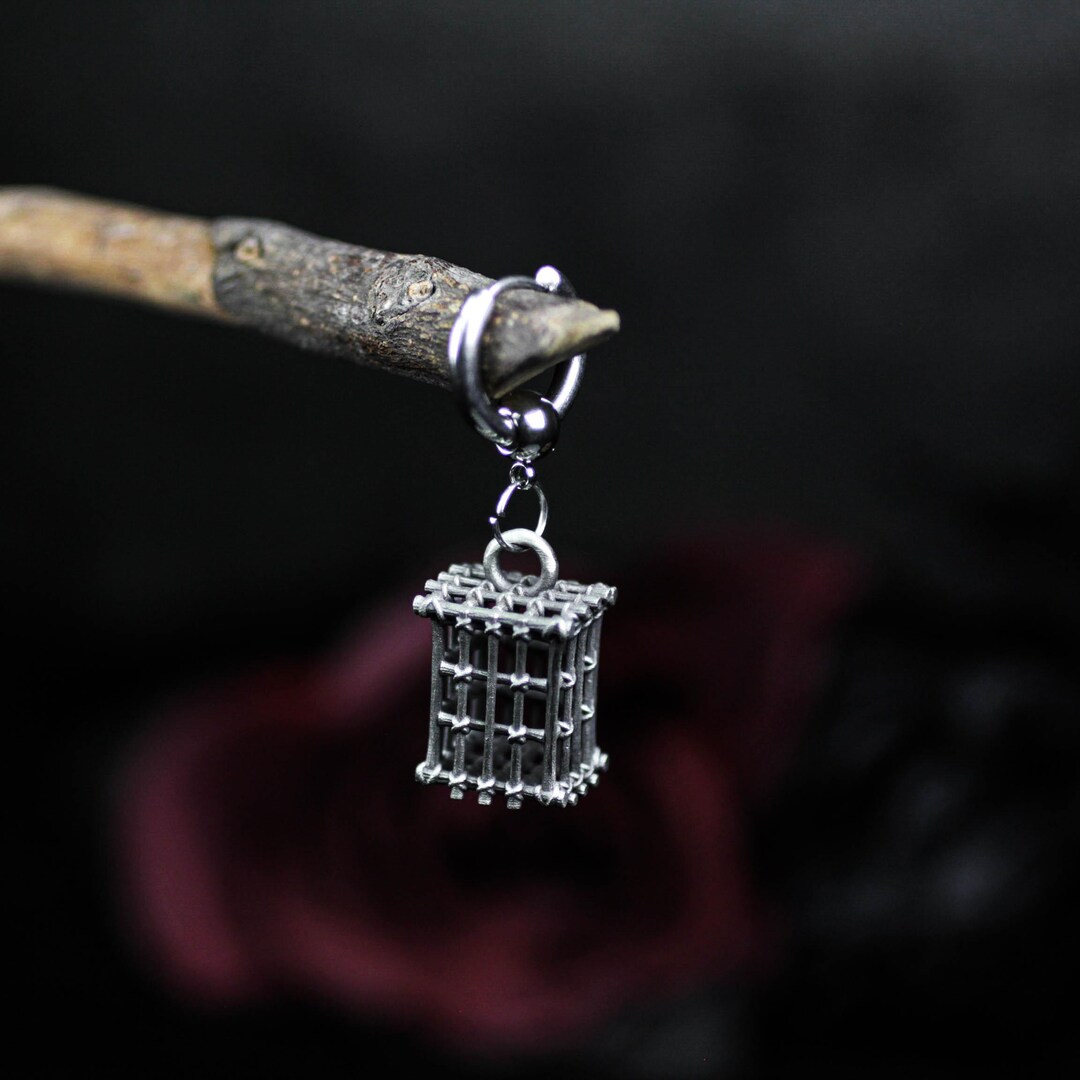 Cage Drop Earring - Gothic Prison Cell Inspired Jewelry - Silver ...