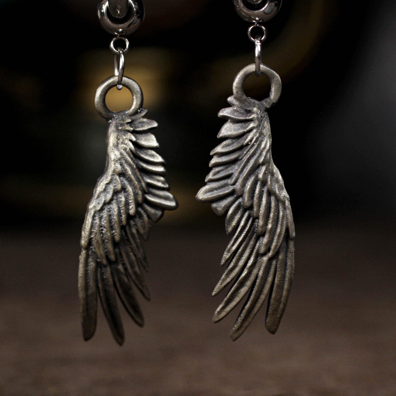 Angel Wing Dangle Earrings: 925 Silver Dark Fantasy Feather Hoops - Etsy
