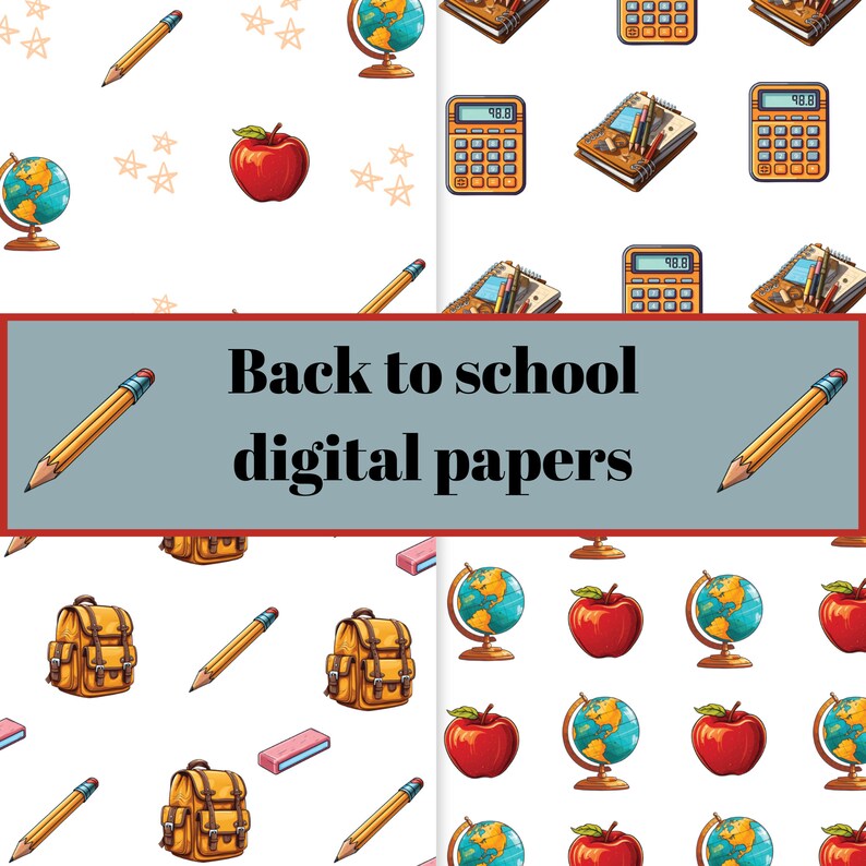 Back to School Patterns, Digital Paper Pack, Teacher Pattern, School ...