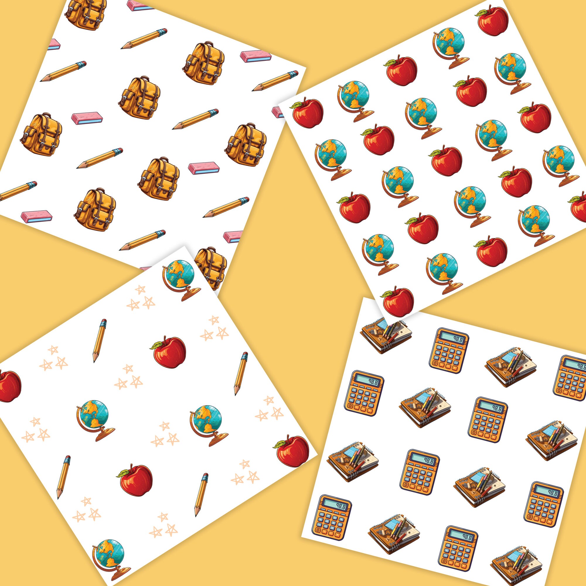 Back to School Patterns, Digital Paper Pack, Teacher Pattern, School ...