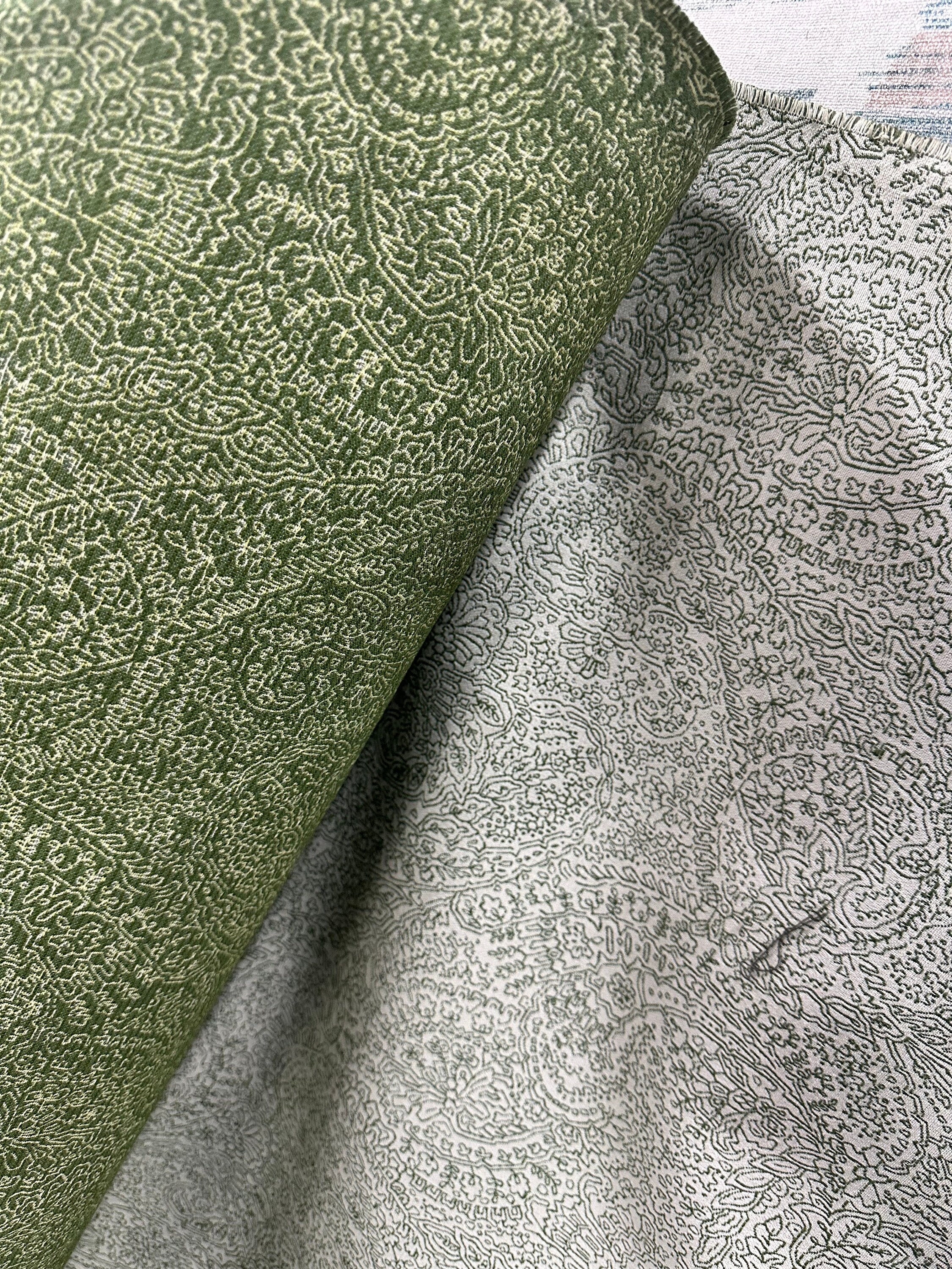 B0000184 Ethan Allen, Tamsen Spring Green Fabric, Reversible Jacquard ...