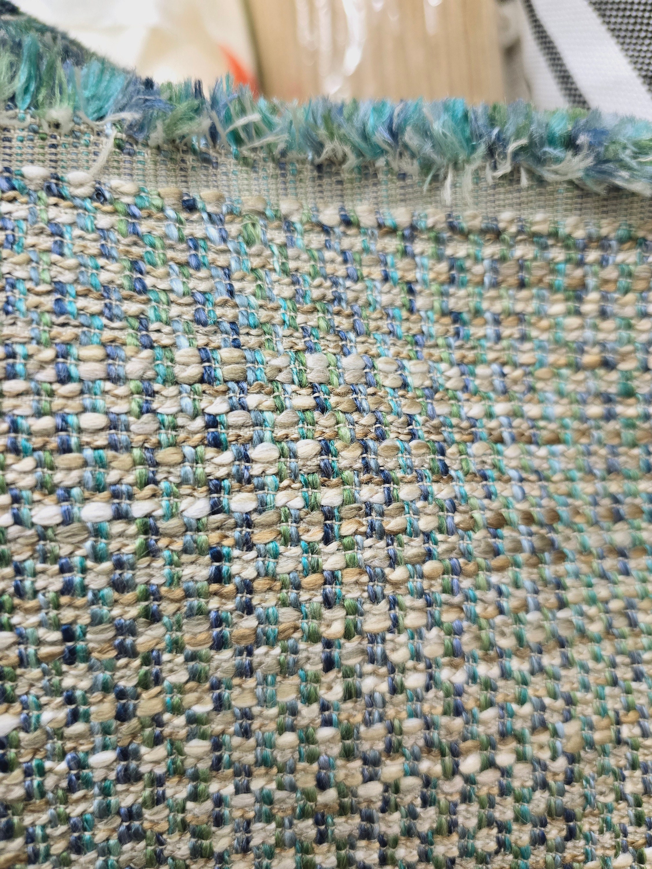 B0000259 Ethan Allen, K-scribe, Color SEA. Tweed Texture With Neutral ...