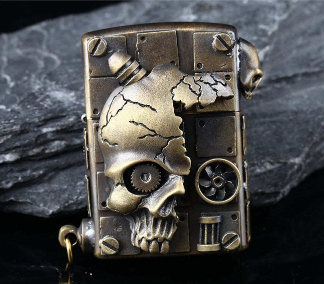 Retro Punk Goth Gear Kerosene Lighter Handmade Irregular Welding Broken ...