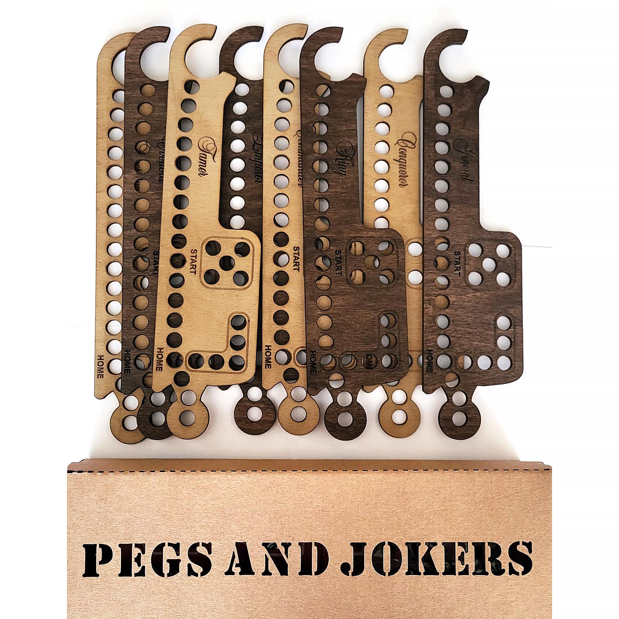 Pegs and Jokers Board Game for 2-8 Players, Natural Wood, 40 Unigue ...