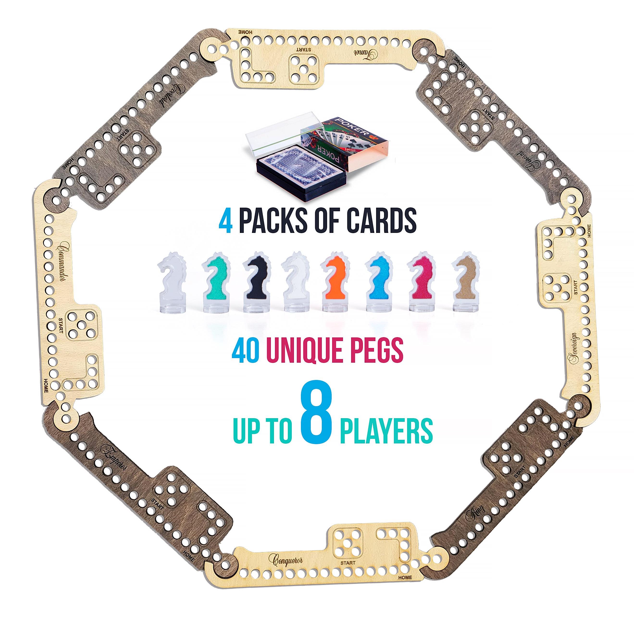 Pegs and Jokers Board Game for 2-8 Players, Natural Wood, 40 Unigue ...