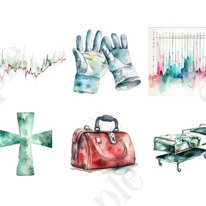 Watercolor Medical Clipart | Health, Doctor, Nurse, Ambulance, Hospital ...