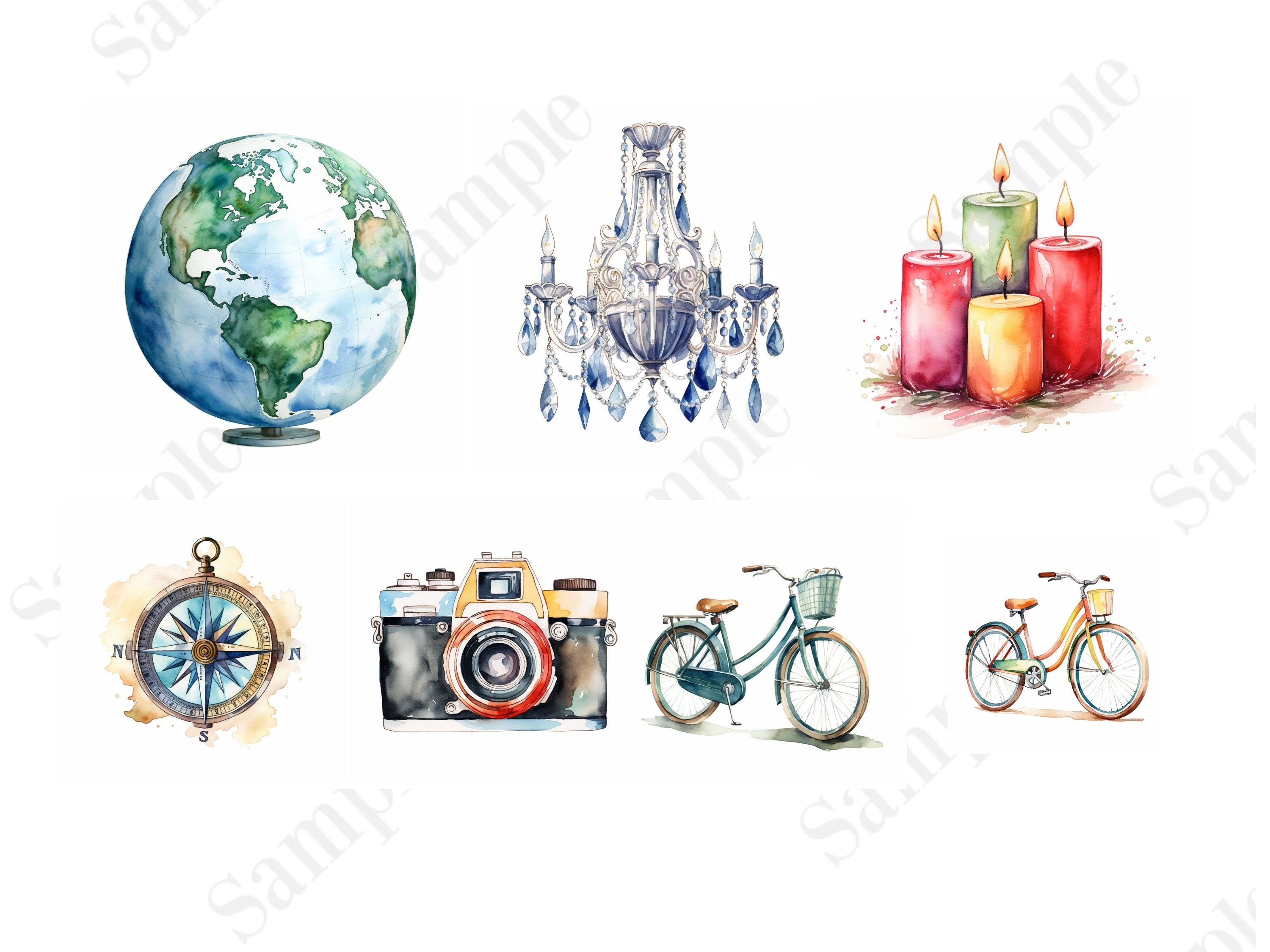 Watercolor Vintage Antiques 26 Clipart, Antique Telephone Clipart ...