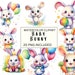 20 Watercolor Rainbow Bunny Clip Art, Colorful Bunny Clipart, , Bunny ...
