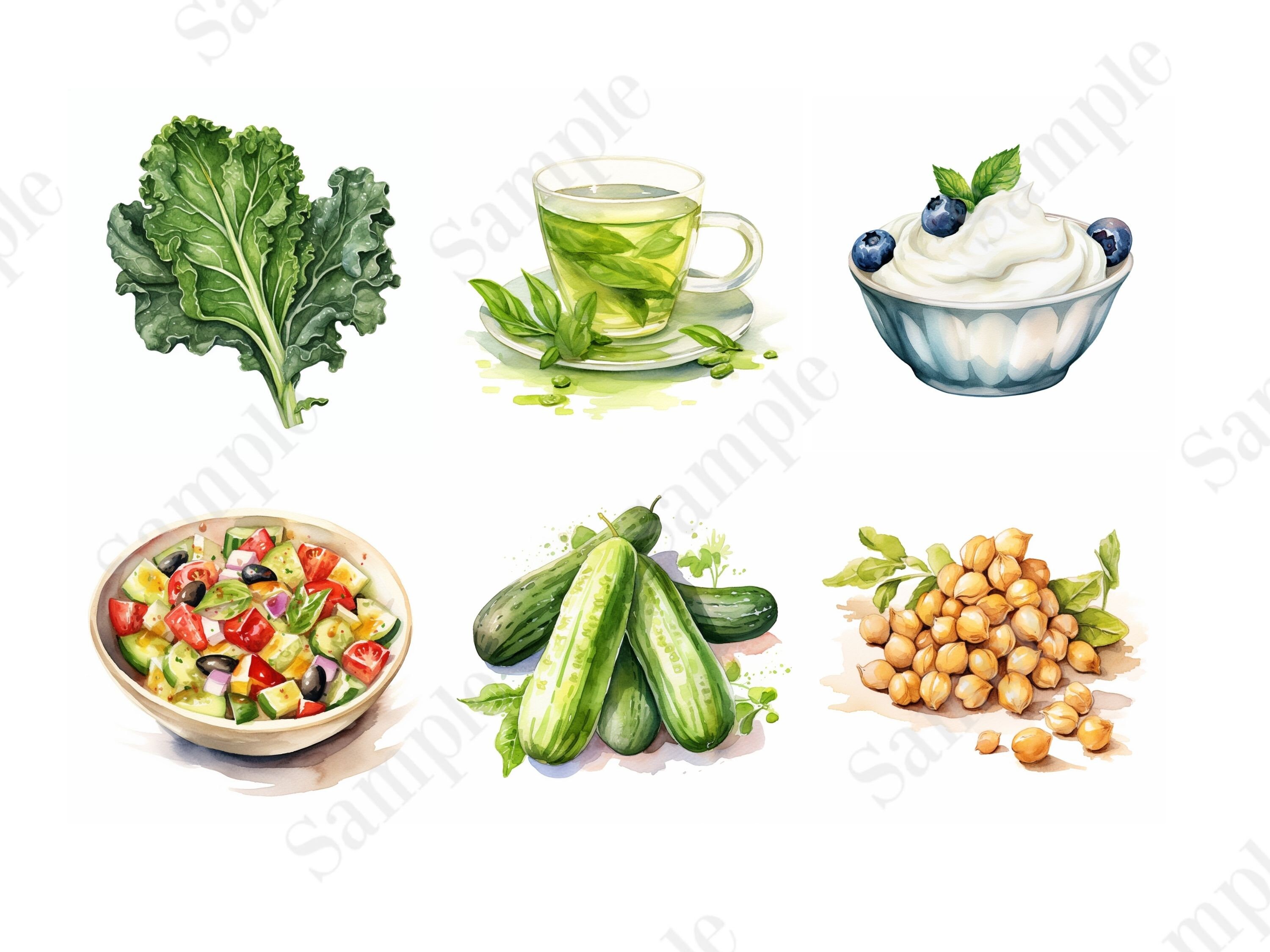 Watercolor Healthy Food 23 Clipart, Healthy Vegetable Clipart, Food ...
