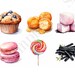 Watercolor Cute Sweets 40 Clipart, Chocolate Cookies, Sweet Macarons ...