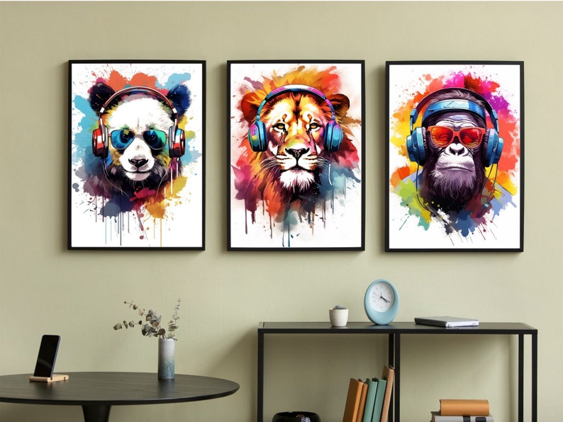 Set of 3 Animal Gaming Prints, Gaming Prints, Gamer Prints, Gamer Decor ...