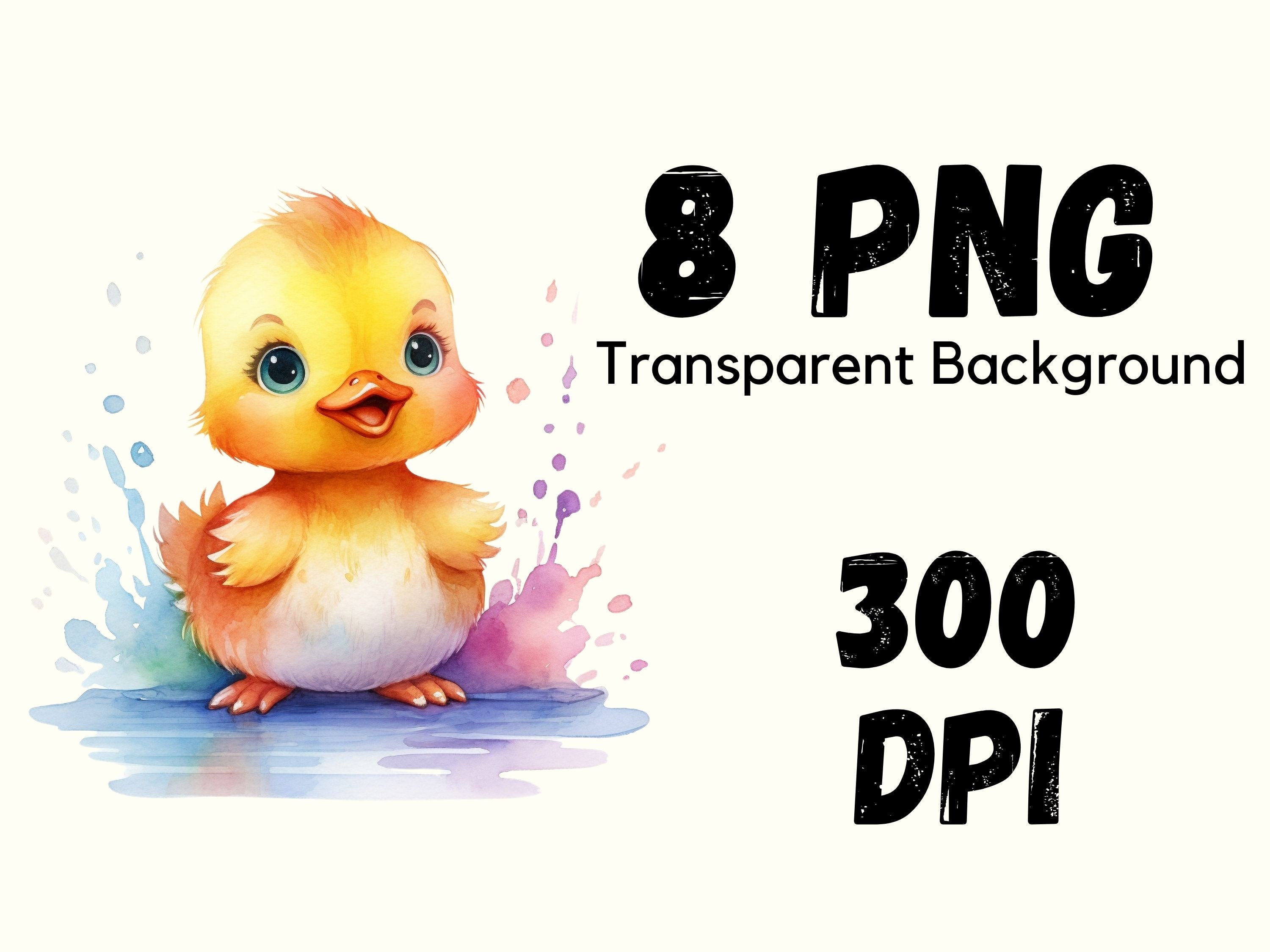 8 Watercolor Rainbow Duck Clip Art, Colorful Duck Clipart, , Duck ...