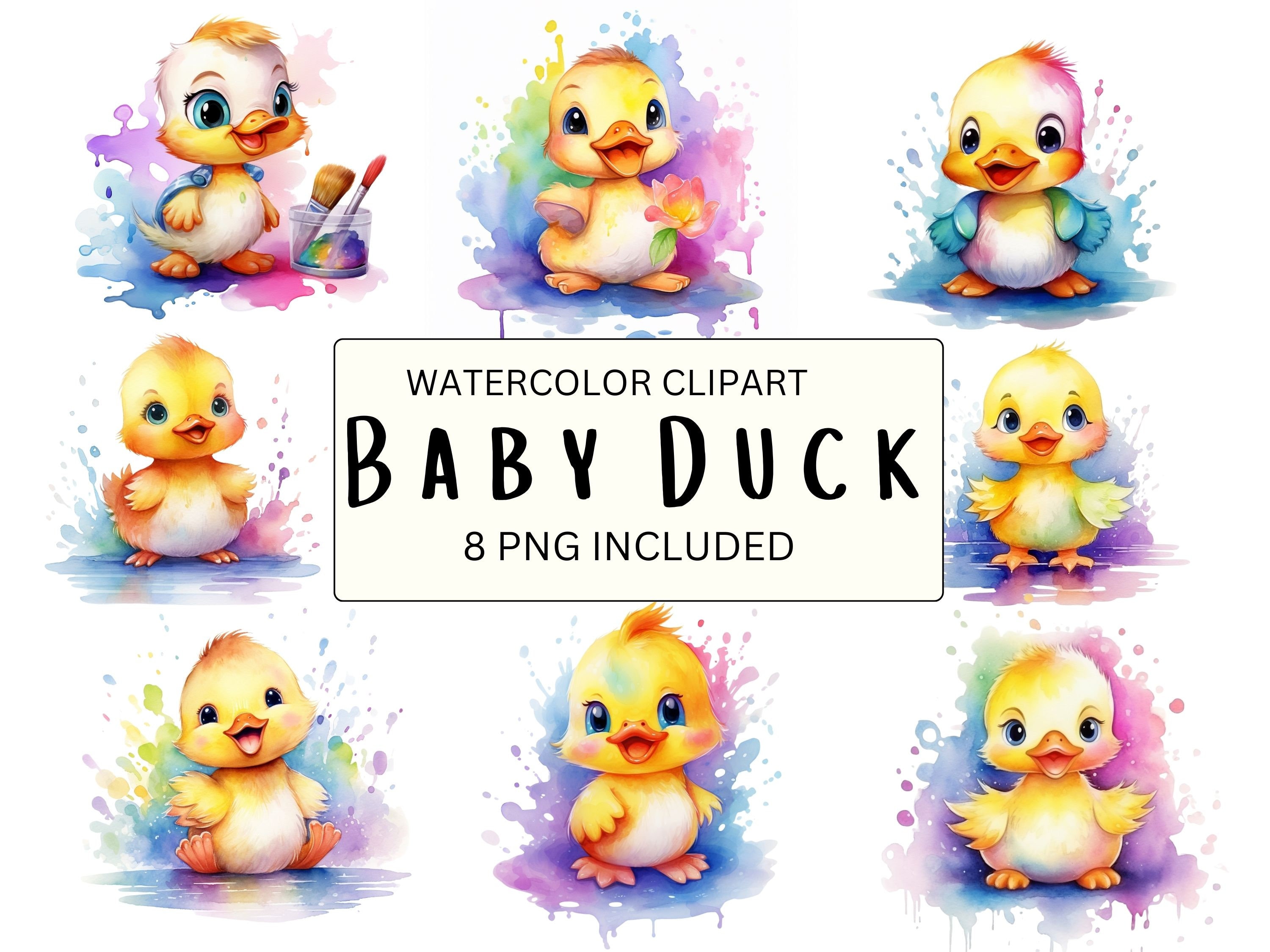 8 Watercolor Rainbow Duck Clip Art, Colorful Duck Clipart, , Duck ...
