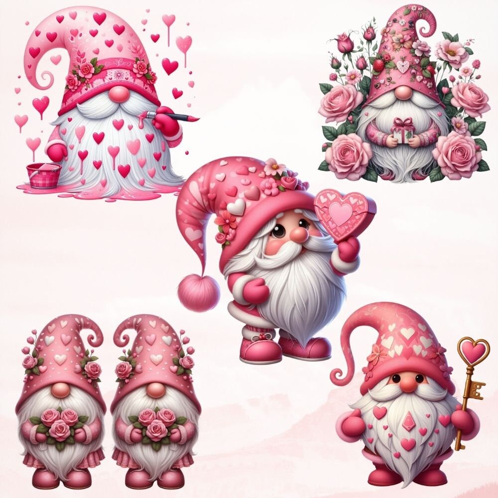 Valentines Gnome Clipart Bundle, Valentines Clipart, Valentines Png ...