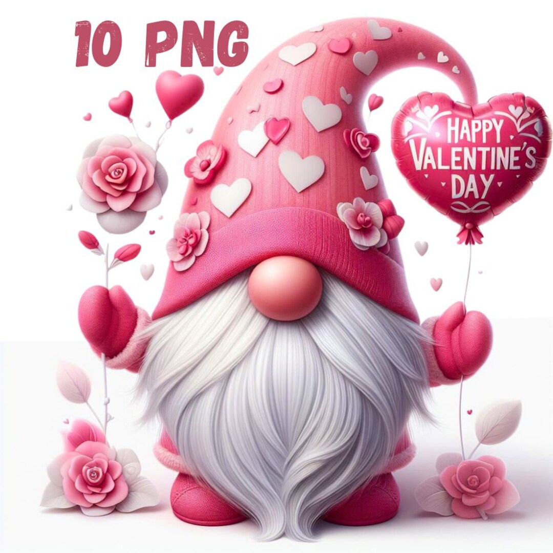 Valentines Gnome Clipart Bundle, Valentines Clipart, Valentines Png ...