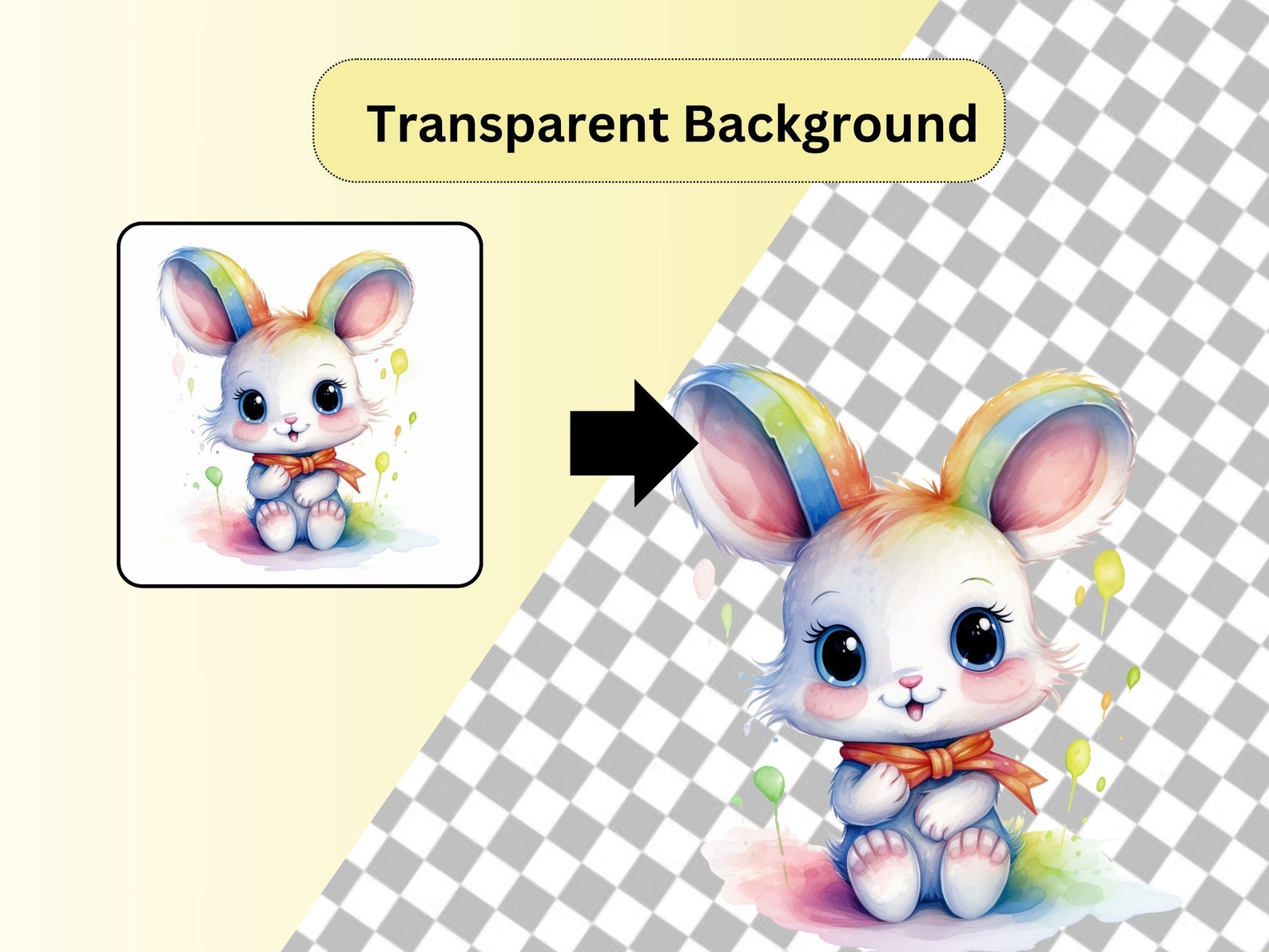 20 Watercolor Rainbow Bunny Clip Art, Colorful Bunny Clipart, , Bunny ...