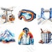 Watercolor Ski Themed Clipart, Winter Sports Clipart, Skiing ...