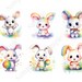 20 Watercolor Rainbow Bunny Clip Art, Colorful Bunny Clipart, , Bunny ...