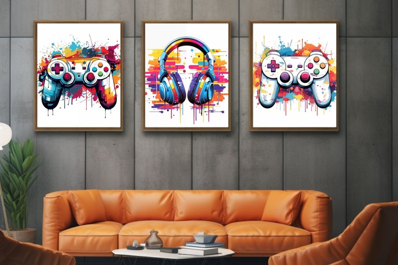 Gaming Prints, Gaming Poster, Gaming Wall Art Set of 3, Gaming Room ...