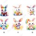 20 Watercolor Rainbow Bunny Clip Art, Colorful Bunny Clipart, , Bunny ...