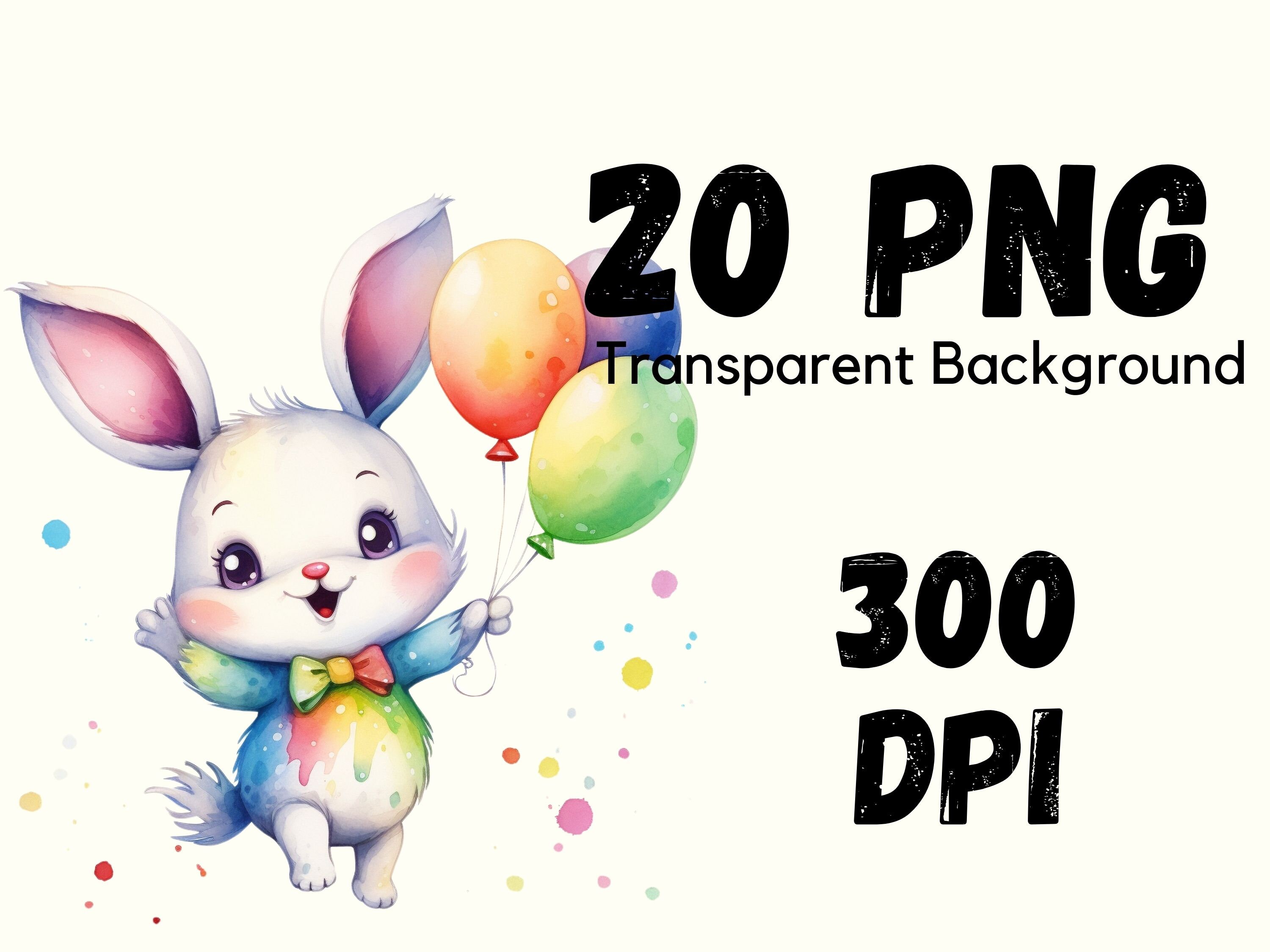 20 Watercolor Rainbow Bunny Clip Art, Colorful Bunny Clipart, , Bunny ...