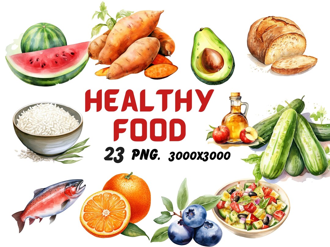 Watercolor Healthy Food 23 Clipart, Healthy Vegetable Clipart, Food ...